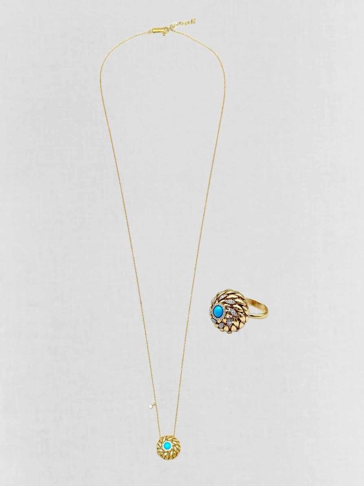 FERRARI FIRENZI turquoise & diamonds 2pc Set - Reems Closet