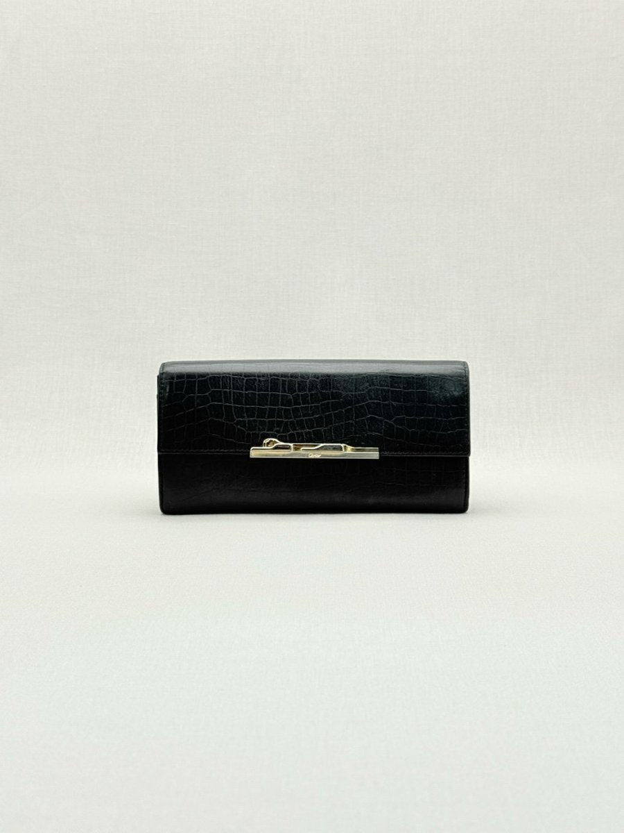 CARTIER Black Embossed Continental Wallet - Reems Closet