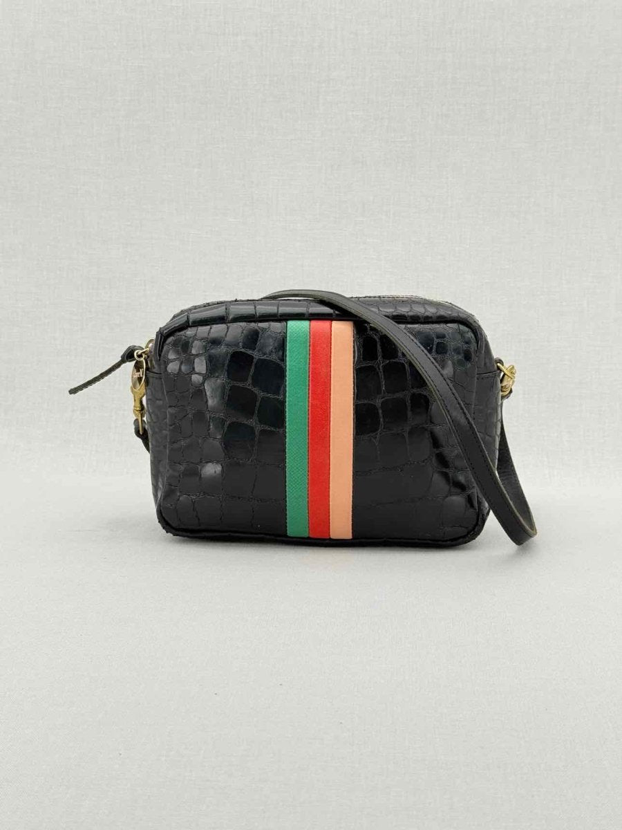 CLARE V. Midi Sac Black Croc Embossed Crossbody - Reems Closet