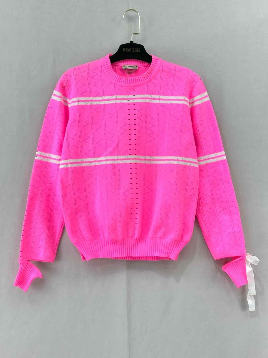 FENDI Cutout Sleeve Neon Pink Jumper - Reems Closet